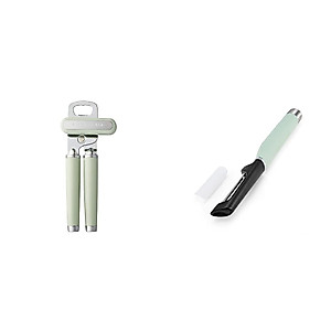 KitchenAid Classic Multifunction Can Opener/Bottle Opener, 8.34-Inch, Pistachio & Gourmet Euro Peeler, One Size, Pistachio