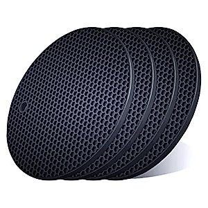 Armrouns Silicone Trivet Mats 2/4 pcs, Heat Resistant 600 ℉ 7.1 Inch Food Grade & BPA Free. Multipurpose Non-Slip Hot Pot, Hot Dishers, Jar Opener. (7.1inch, 4)