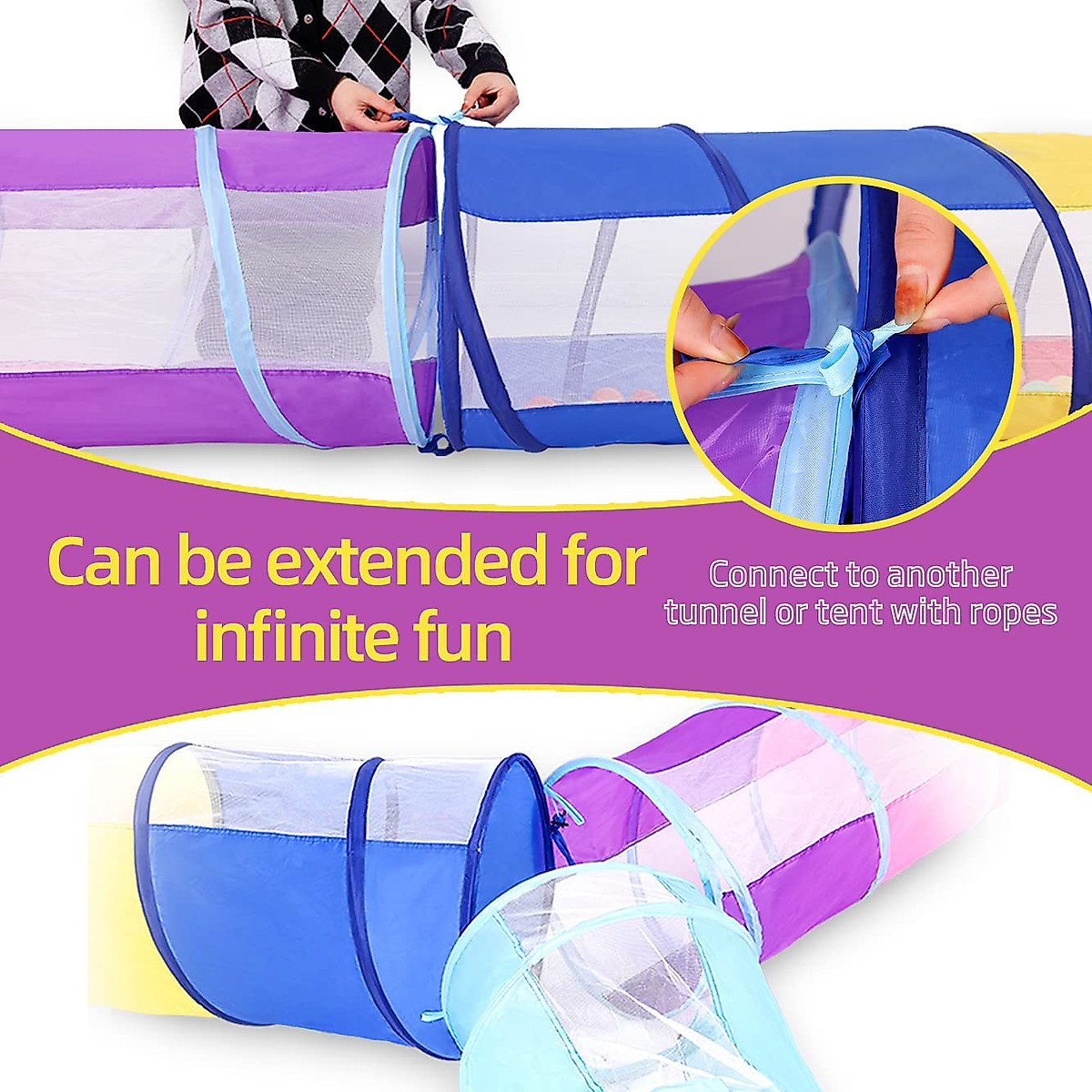 Play Tunnel for Toddlers 1-3, Tunnel for Kids to Craw Through Sensory Toys for 1 Year Old Boy Girl Babies Kids, Indoor Outdoor Great for Motor Function