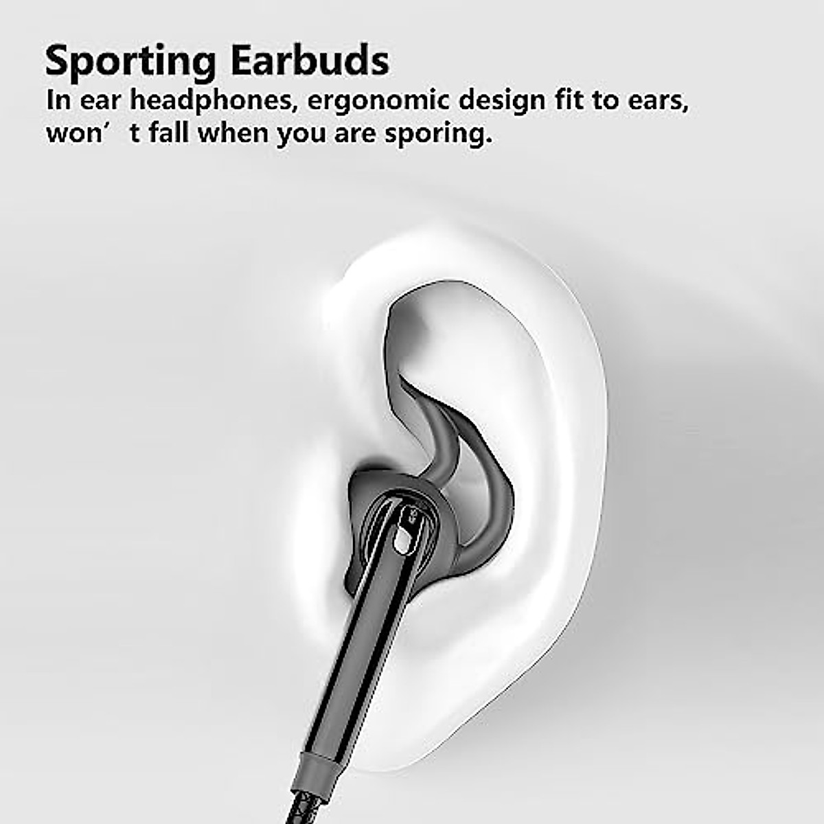 TXHUTSOG Wired Earbuds, Running Headphones with Microphone, Volume Control Earphones with Sporting Hook for Workout Sports Exercise Jogging Gym, Compatible Smartphones Mp3 Tablet Laptop 3.5mm