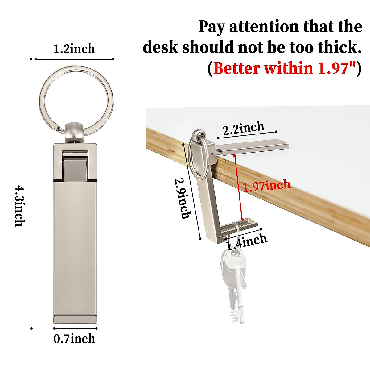 BULFULL Purse Hook for Table, Instant Bag Purse Hook Hanger Holder for Table Desk Folding Handbag Table Hook Hanger for Women Mobile Phone Stand Holder(Platinum)