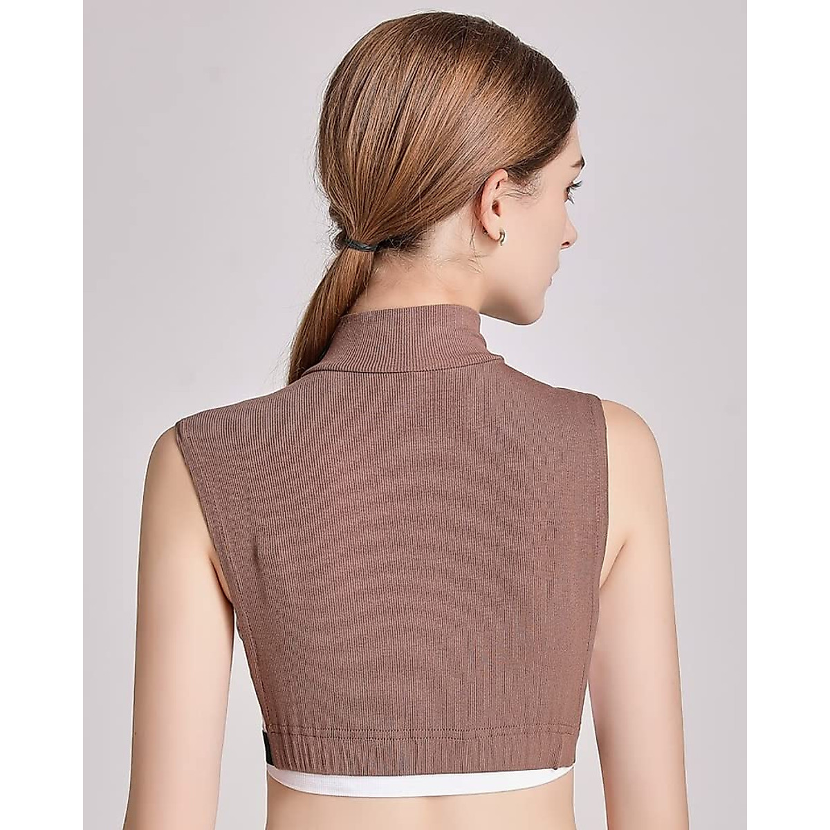 Elegtiskas Mock Turtleneck Dickey Collar Hoodie High Neck Detachable Collar