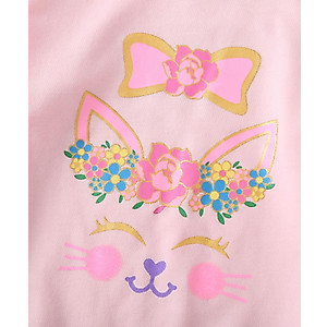 Cute Little Girls Clothing Long Sleeve Sweatshirts Pants 2 Piece Outfits Set 2-8T (8 Years, Pink-Cat)