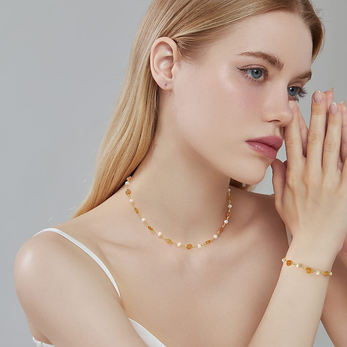 DAUMIER Tourmaline Rubellite Charm Bracelet for Women Natural Freshwater Pearl Hand Chain 8inch Adjustable Good Luck Jewelry Birthday Gift for Her