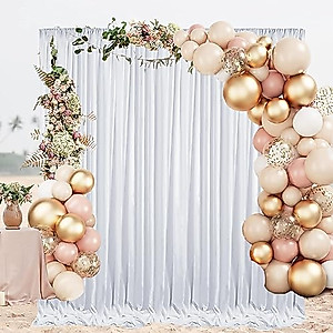 Romolive White Backdrop Curtain 10ftx10ft Polyester Backdrop Fabric White Curtains for Party Events Birthday Bridal Shower Backdrop Curtain