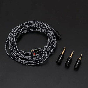 Linsoul Tripowin Noire 4 Core 24AWG OCC Upgraded HiFi Audio Cable with Detachable 3-in-1 2.5mm/3.5mm/4.4mm Plug for Audiophile Musician (0.78mm 2Pin)