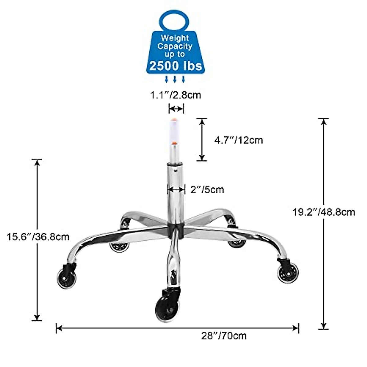 Heavy Duty 28" Metal Office Chair Base Replacement Kit