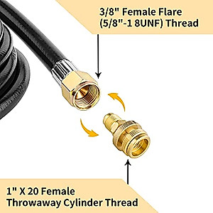 12 FT Propane Quick Connect Hose for RV to Gas Grill, 1/4" Quick Connect Hose Converter Replacement for 1 LB Throwaway Bottle Connects 1 LB Portable Appliance to RV 1/4" Female Quick Disconnect