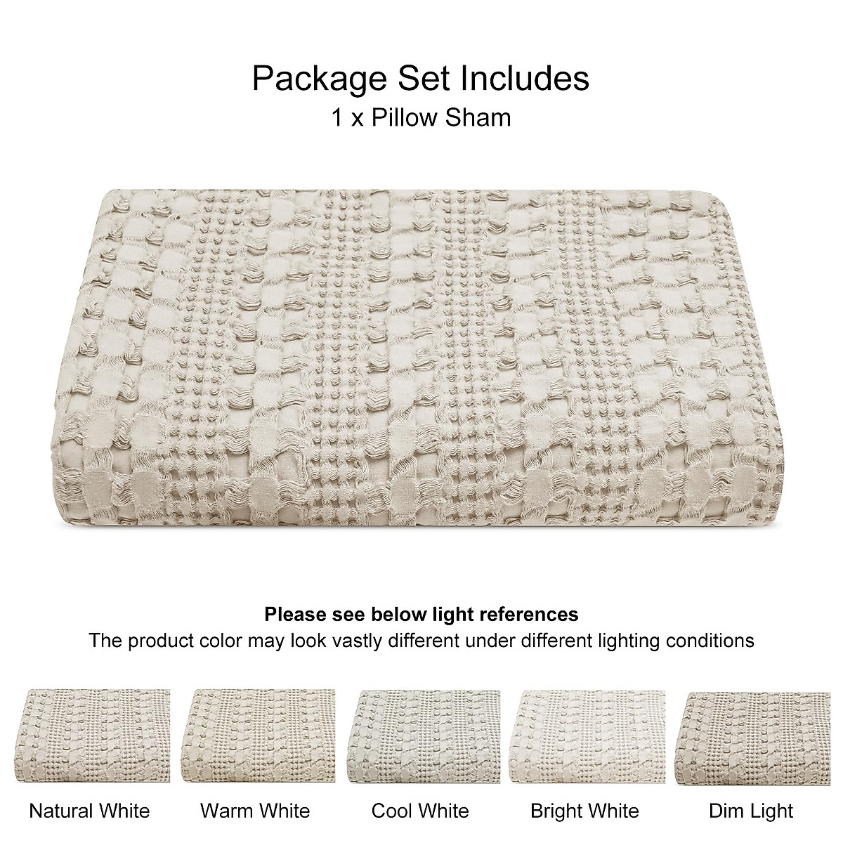 PHF 100% Cotton Waffle Body Pillowcase with Zipper, 1 Pack 20" X 54" Soft Breathable Skin-friendly Pillow Sham, Aesthetic Decorative Waffle Weave Body Pillow Cover, No Filling, Oatmeal