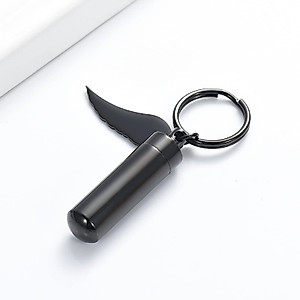 Imrsanl Cremation Jewelry Glass Cylinder Urn Keychain for Ashes for Pet Keepsake Urn Key Chain for Ashes for Dog Cat Cremation Pendant Key Ring for Ashes (Glass Cylinder-Black)