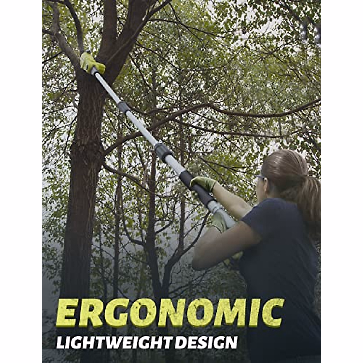 VANQUE 20V Cordless Pole Saw, 15-Foot MAX Reach Pole Saws for Tree Trimming, Battery Pole Saw for Branch Cutting, Trimming, Pruning, Adjustable Head & 8-Inch Bar and Chain, 4.0Ah Li-ion Battery