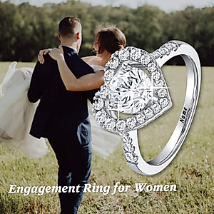 SISGEM 1.45 Carat (ctw) Moissanite Heart Engagement Ring for Women 10K 14k 18K Real Gold Wedding Ring with Engraved Name,Wedding Anniversary Ring (14K Gold)