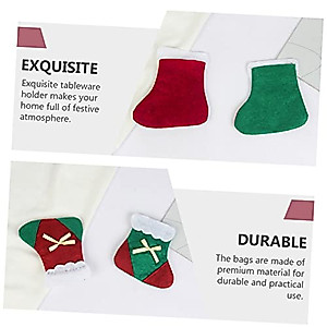 NUOBESTY 48 pcs Stocking Bags Modeling Plush Knife Christmas Holiday Socks Lovely Tableware Pouch Fork Santa Creative Spoon Supplies Table Home Party for Cute Flatware Candy Decoration