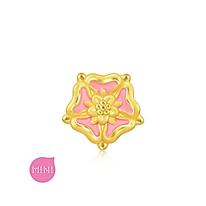 CHOW SANG SANG 999 24K Solid Gold Mini Charm Tudor Rose Charme Mini Bracelet for Women 93020C (Gold, 19 CM)