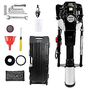 HIGOSPRO Gas Powered 4-Stroke T Post Driver Hammer Drills, 37.7CC Gasoline Engine Pile Driver, 8700W Air Cooling Single Cylinder, Gasoline Petrol Garden Fencing Tool Machine with 2 Post Driving Head
