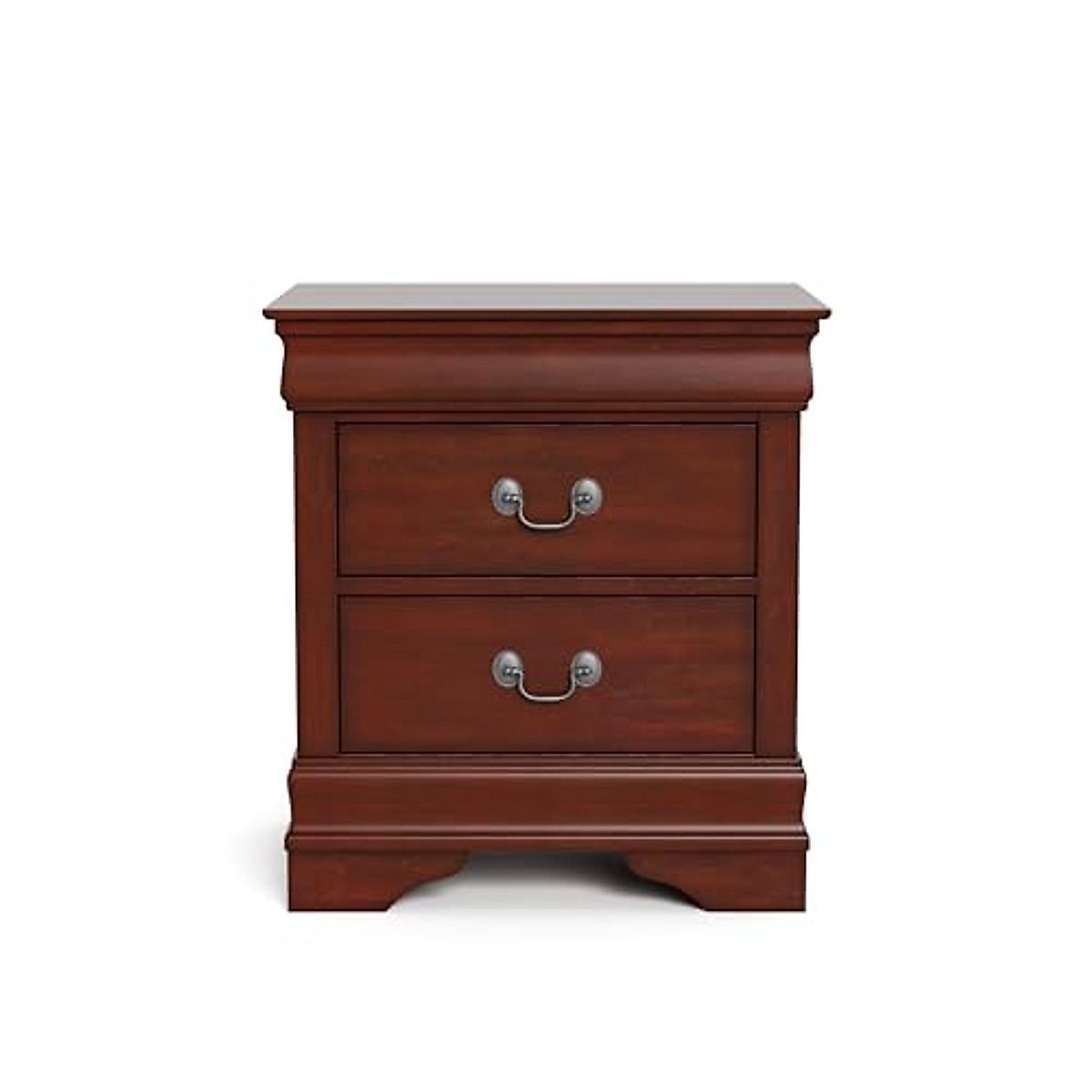 Furniture of America Arabella Traditional Solid Wood Nightstands Set of 2, Bedside Table with Drawers and Antique Nickle Handles, No Assembly Wooden Night Stands for Bedrooms, Guest Room, Dorm, Cherry