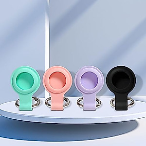 Airtag Holder & Airtag Keychain Compatible with Apple AirTag, Protective Silicone Airtag Case Key Ring for Cat Collar, Dog Collar, Luggage, Keys (4pack Black/Green/Pink/Purple)