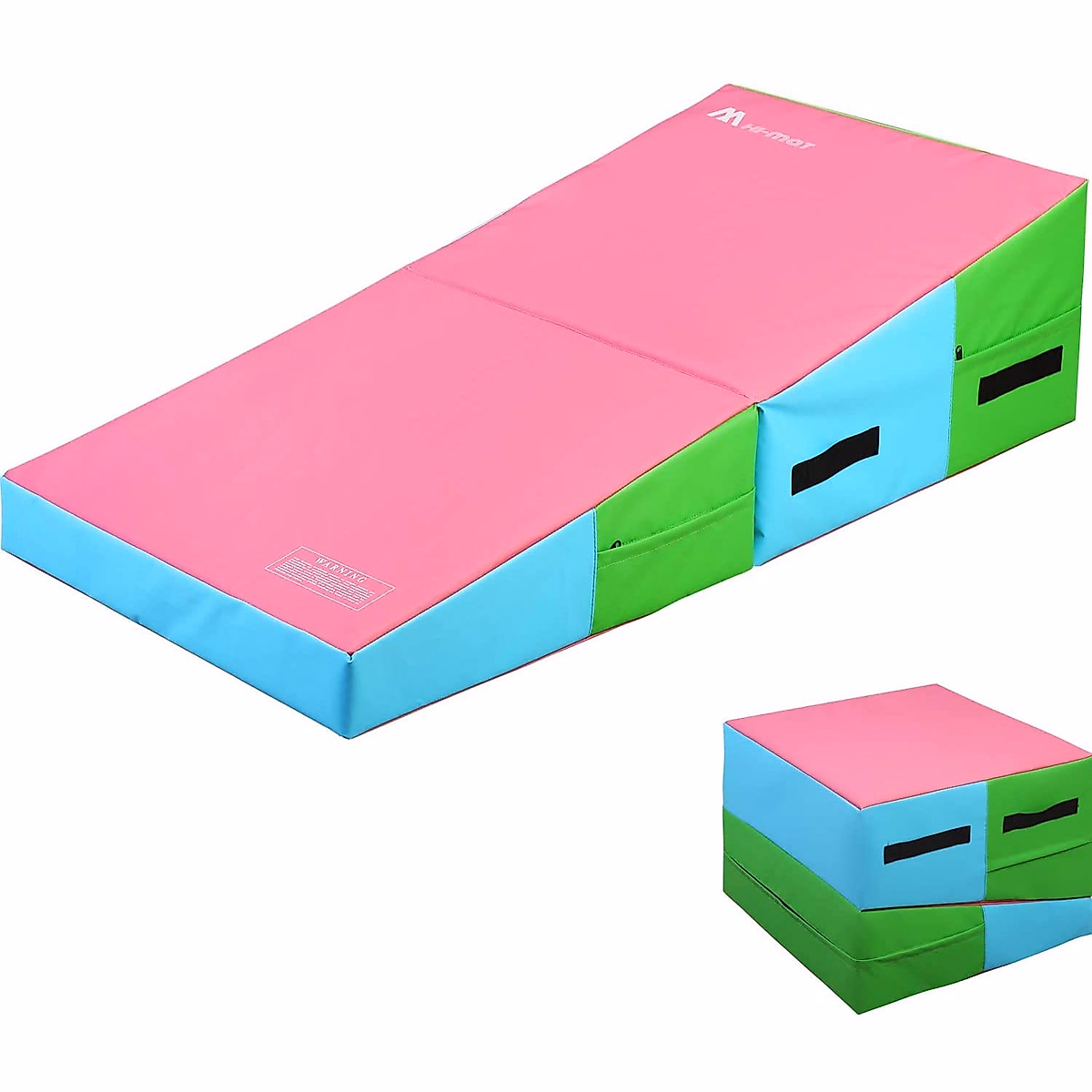 Cheese Mat Incline Wedge Mat 47''x24''x14''/59"x30"x14" Gymnastics Ramp Cheese Slope Mat Skill Shape Tumbling Mat Gym Fitness by M HI-Mat (Red-Green-55''x28''x14'')