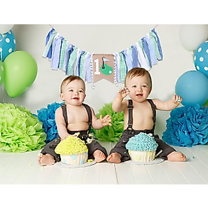 1st Birthday Highchair Banner,Golf Theme 1st Birthday Banner, One Banner 1st Birthday Boy, Highchair Banner 1st Birthday Boy, Happy Birthday Banner, Green Blue First Birthday Golf Theme Party Toppers