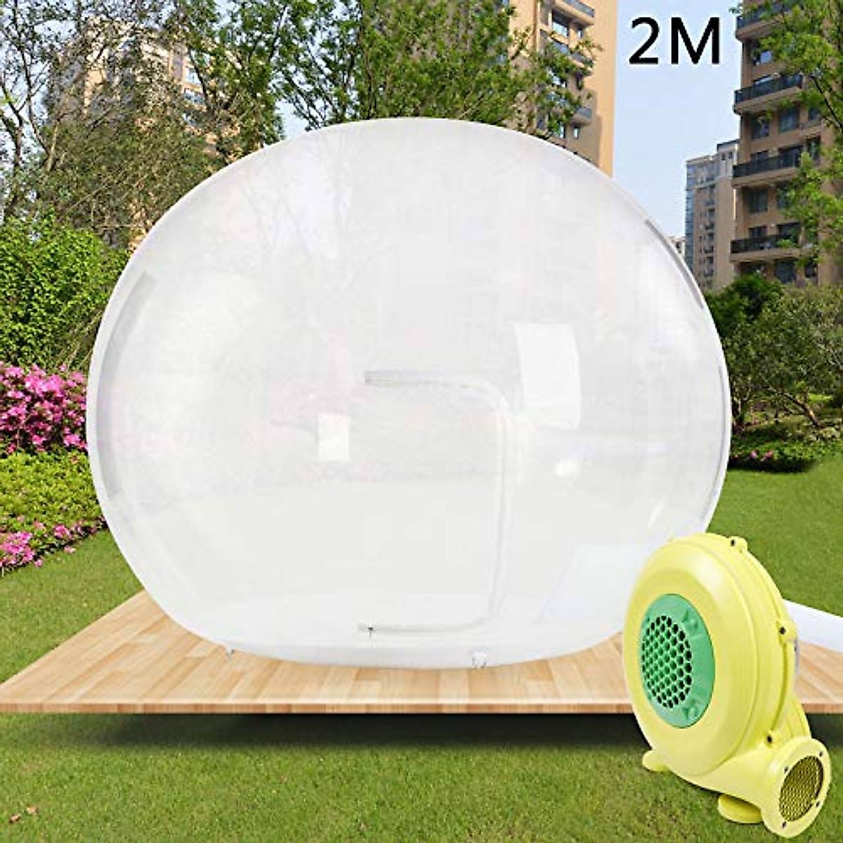 Bubble Tent Outdoor Party Wedding Inflatable Air Blower Bubble Tent Single Tunnel Luxury Dome Bubble Tent D Ring Secured Camping Gazebo 6.5Ft (Fully Transparent(Round))