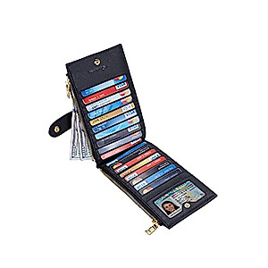 Travelambo Womens Wallet RFID Blocking Bifold Multi Card Case Wallet with Zipper Pocket Crosshatch (Black 4001)