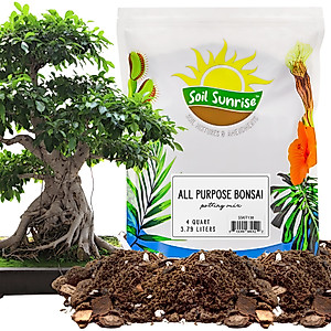 All-Purpose Bonsai Potting Mix (4 Quarts), All-Natural Organic Nutrient-Rich Bonsai Soil Mixture