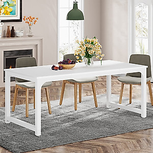 Tribesigns 71"x31.5" Dining Table, Industrial Kitchen Table for 6-8 Person, Rectangular Dinner Table for Dining Room Kitchen Living Room, with Heavy Duty Metal Legs, Rustic Brown
