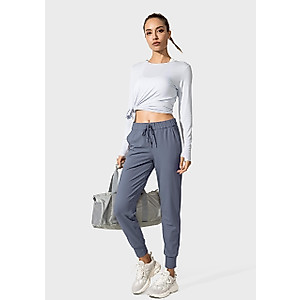 SANTINY Women's Joggers Pants Pockets Drawstring Running Sweatpants for Women Lounge Workout Jogging(Dusty Blue_XS)