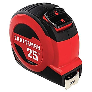 CRAFTSMAN Tape Measure, 25 ft, Retraction Control and Self-Lock, Rubber Grip (CMHT37225)