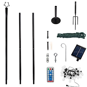 Sandinrayli String Light Poles, Set of 6 Outdoor Black Metal Poles for Hanging String Lights. Sturdy Hanging Pole for Outdoor String Lights, Creating an Enchanting Ambiance in Your Patio or Garden.