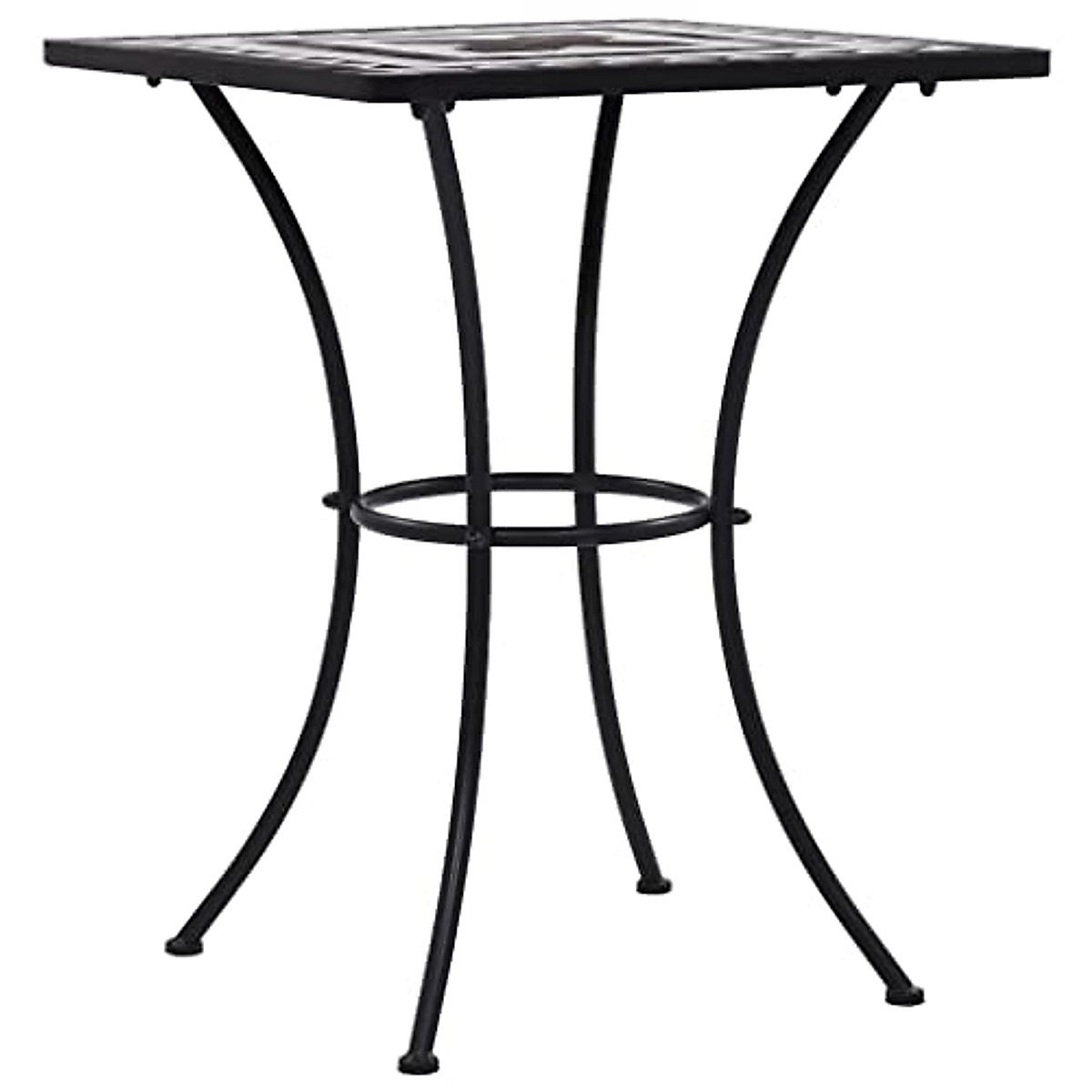 CHARMMA Mosaic Bistro Tables,Ceramic Table Top Metal Frame for Porch Beach Patio Garden Balcony Poolside,Plant Stand,Square with Black,23.6"