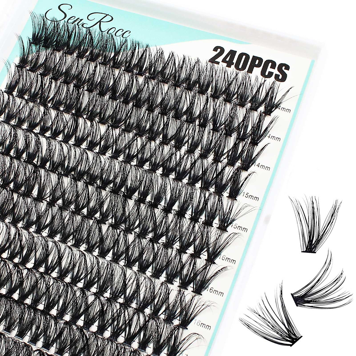 Individual Lashes 14-18mm 240pcs Cluster Lashes D Curl Natural Look Mixed Tray DIY Eyelash Extension Volume Lash Clusters Eyelashes Long 0.07 Individual Lash Extensions (40D-0.07D-14-18mm)