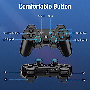 Lyyes Wireless Controller 2 Pack for PS-3,Double Shock,Rechargeable Analog Joystick,Remote for PS-3