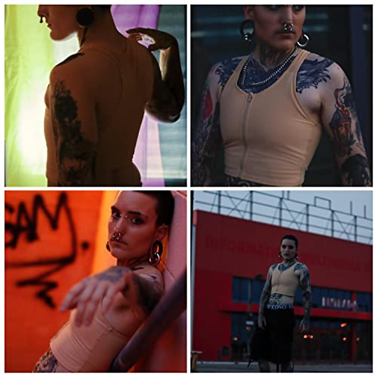 Wonababi Chest Binder Corsets for Transgender, Binder Trans with Zipper Half Length Comfortable Flat Tank Top FTM Binder Bra