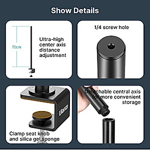 PICTRON Live Broadcast Boom Arm, ULANZI Flexible Desk Mount Camera Arm Clamp Webcam Stand, Microphone Boom Arm for Blue Yeti Snowball Yeti Nano, Webcam, Camera, LED Light, Voice Recording, Podcasting