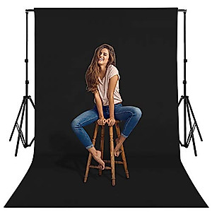 Black Backgrounds for Photography, 10 x 12 ft Polyester Chromakey Backdrop Cloth, Collapsible Solid Color Background for Photo Shooting, Streaming Live, Video Studio