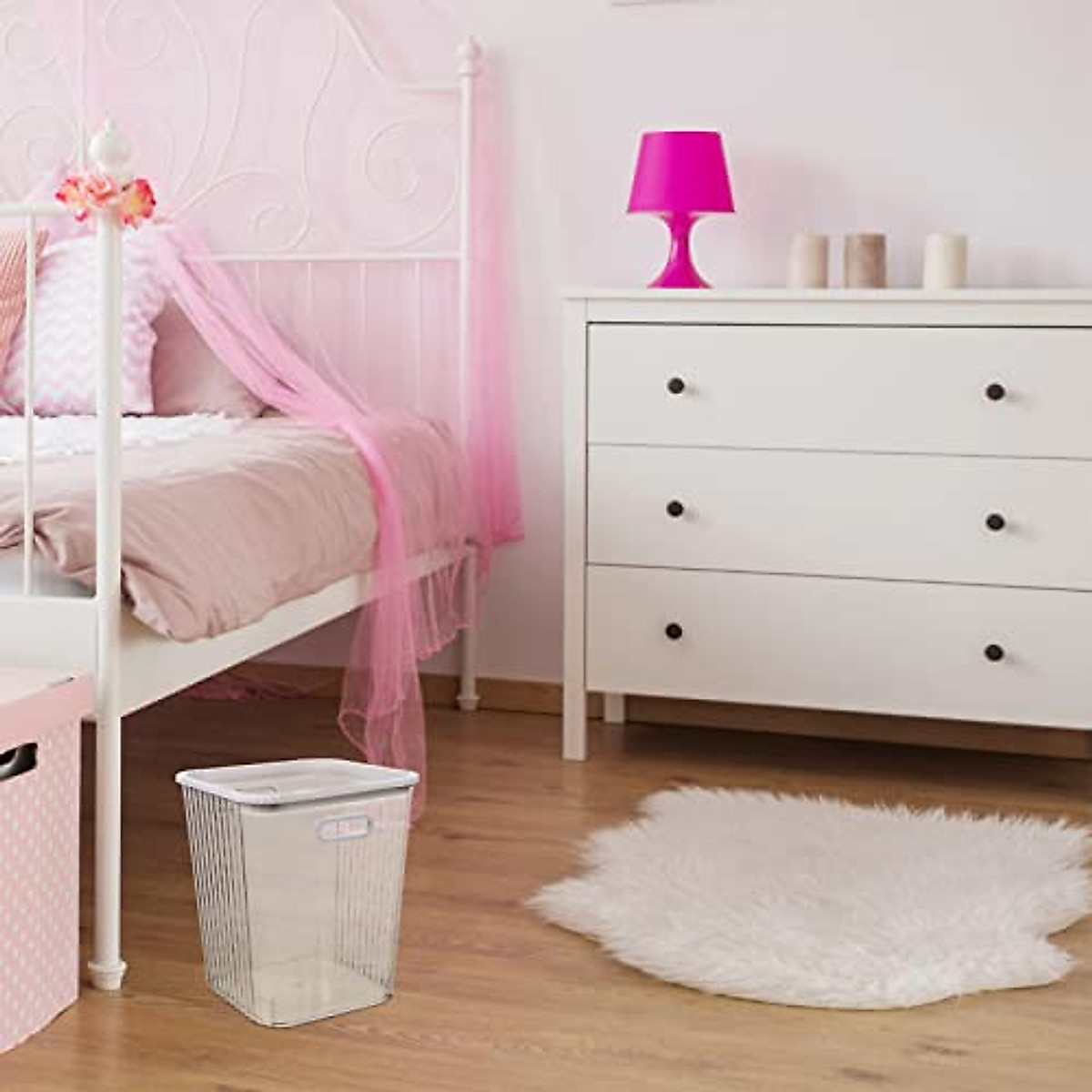 Zerodeko Garbage Bin Clear Trash Can Transparent Wastebasket Square Garbage Container Bin Small Trash Bin Plastic Garbage Can for Home Bathroom Bedroom Kitchen Dorm Room Office Bathroom Trashcan