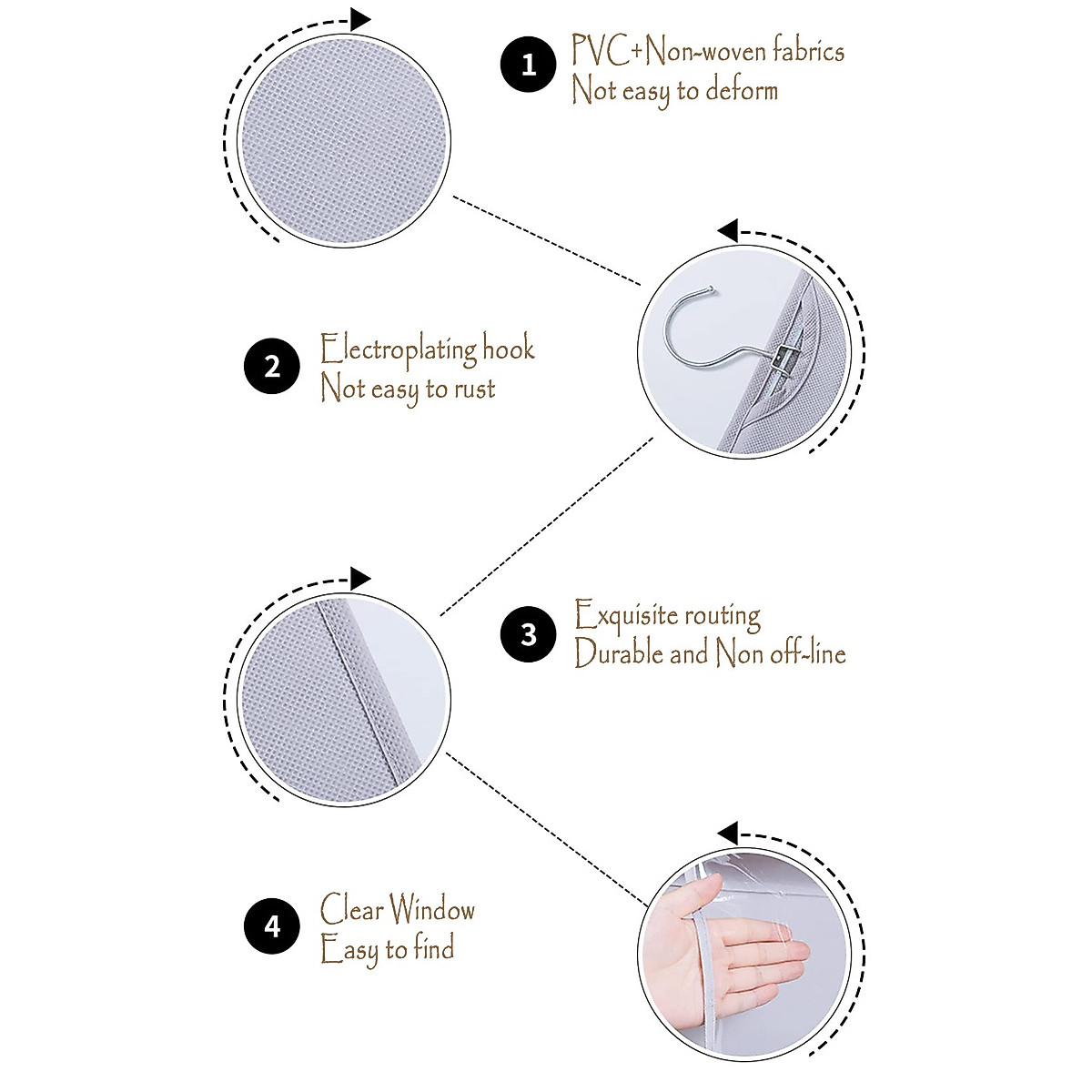 MURRI&MURRDI 2 Packs Hanging Handbag Organizer for Closet, Purse Organizer Purse Storage Holder with 8 Pockets, Clear Purse Hanger for Wardrobe Hanging Bags (Black Dark Grey)