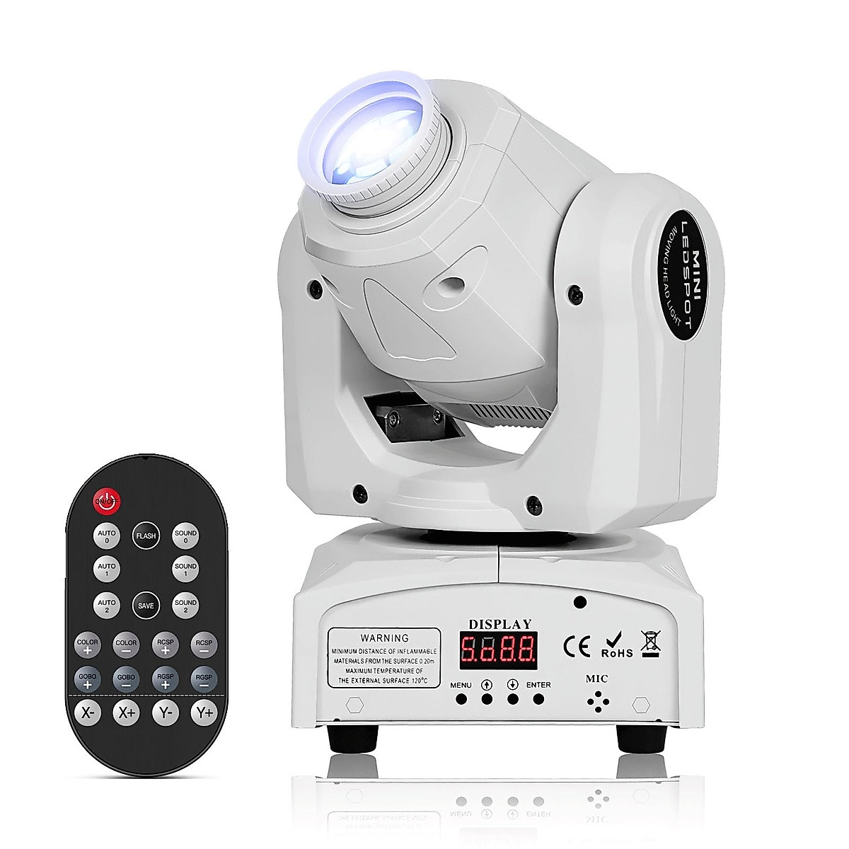 U`King 60W Moving Head Lights, White Moving LED DJ Lights RGBW Stage Light with Remote 8 GOBO 8 Pattern Spotlight by DMX 512 Controlled 9/11 Channel for Church KTV Club Concert Party Wedding