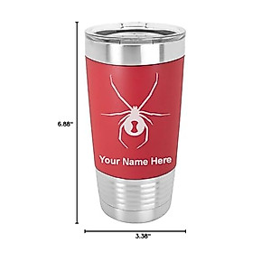 LaserGram 20oz Vacuum Insulated Tumbler Mug, Black Widow Spider, Personalized Engraving Included (Silicone Grip, Red)