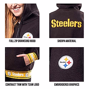 Ultra Game NFL Women's Full Zip Soft Sherpa Hoodie Sweatshirt Jacket, San Francisco 49ers, Team Color, Medium