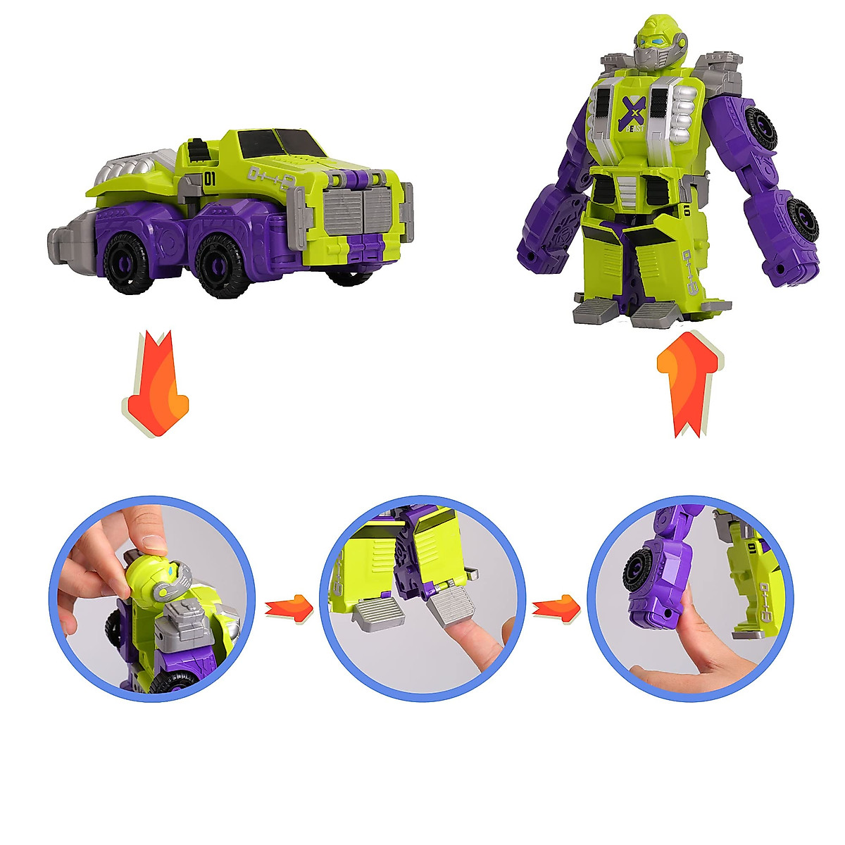 MIEBELY Transforming Robot Toys for 3 4 5 6 7 Year Old Boys Gorilla Magnetic Assembly Toddler STEM Action Figure, All in One Design Transform in Vehicle, Animal Robot, Kid Gifts for Birthday Christmas