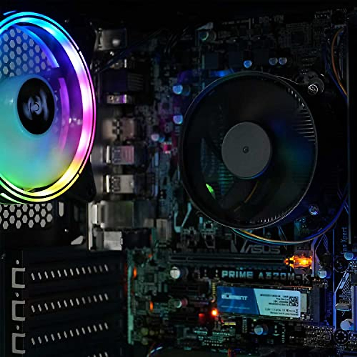 ViprTech Whiteout Gaming PC Desktop Computer - AMD Ryzen 5 5600G (12-Core 4.4Ghz), AMD Radeon RX Vega 7 Graphics, 16GB DDR4 RAM, 128GB NVMe SSD, 1TB HDD, WiFi, RGB, Win 10 Pro, Warranty, Black