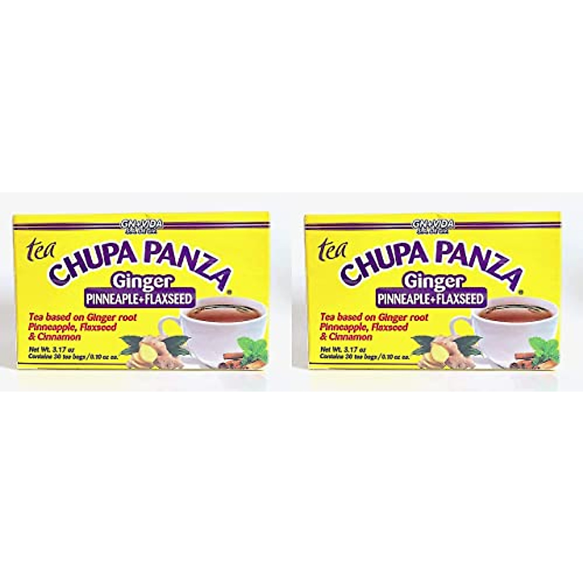 Tea CHUPA Panza, Tea Based ONGINGER Root, PINNEAPPLE, Flaxseed & Cinnamon (30 Tea Bags/0.10 oz Each) Pack of 2