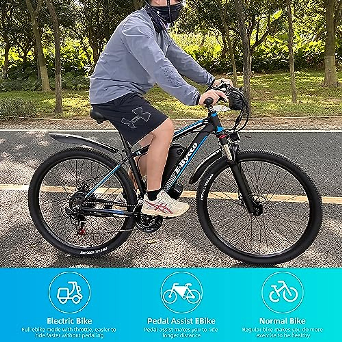 E·Bycco 29'' Electric Bike for Adults, 750W, 48V 13Ah Battery, 28-32MPH, 21 Speed, Lockable Suspension Electric Mountain Bicycle, Pedal Assist Cruise Commuter Ebike, UL Tested