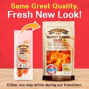 Gootoe Turkey Tendon Dog Treats – 100% USA-Sourced, Natural Snack, Premium Training Chews, Hypoallergenic, Reseal Value Bags, Size for Small Dogs, Bone (Small) 6 Unit/Pack