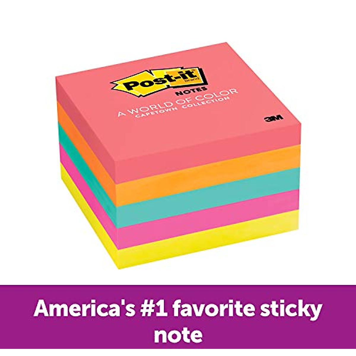 Post-it Notes, 3x5 in, 5 Pads, America's #1 Favorite Sticky Notes, Poptimistic, Bright Colors, Clean Removal, Recyclable (655-5UC)