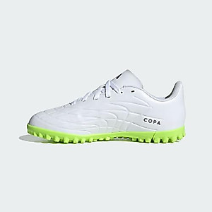 adidas Copa Pure.4 Turf Sneaker, White/Core Black/Lucid Lemon, 5 US Unisex Big Kid