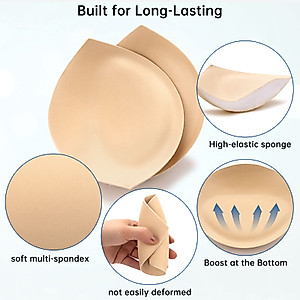 Bra Pads Inserts Breast Enhancers - 2 Pairs Push up Swimsuit Pads to Add 1-2 Cups Size | Removable Bra Insert & Comfy Padding for AB Cup Size