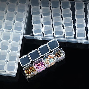 GSHLLO 28 Grids Diamond Painting Plastic Box Empty Jewelry Storage Containers Clear Nail Art Organizer Boxes Small Bead Organizing Cases Embroidery Divider Box for Nail Accessory